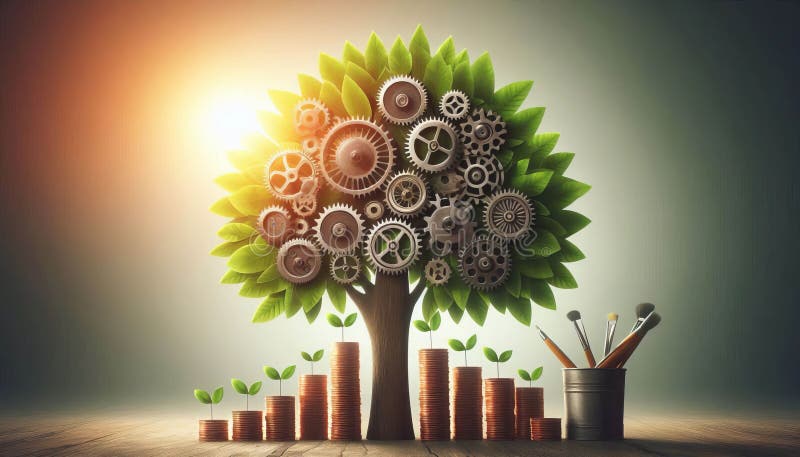 Tree with Gear Leaves a Tree with Gears As Leaves Symbolizing G Stock ...