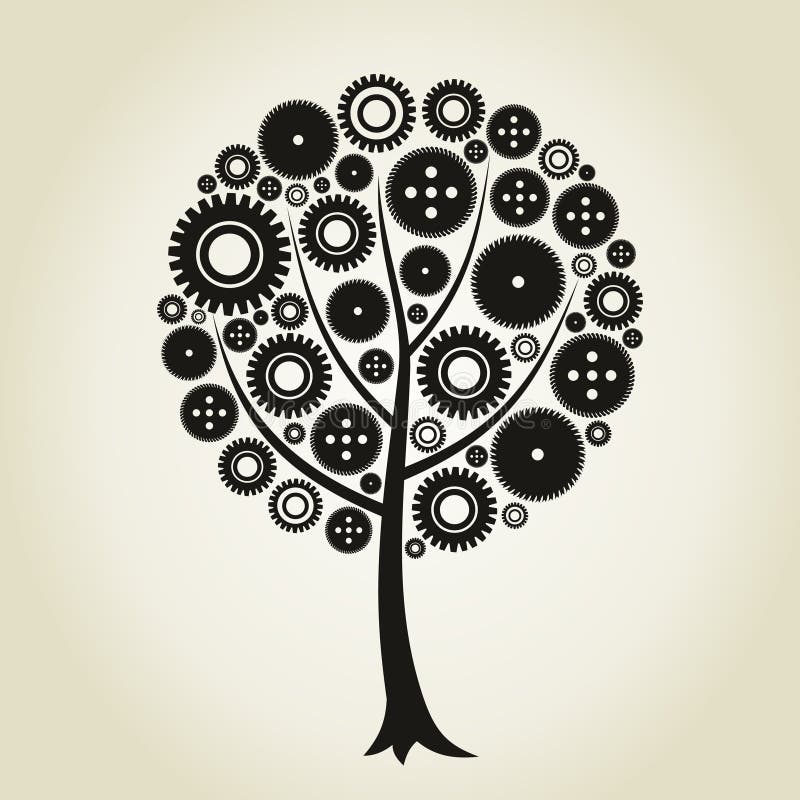 Tree a gear wheel stock vector. Illustration of ornament - 25614637