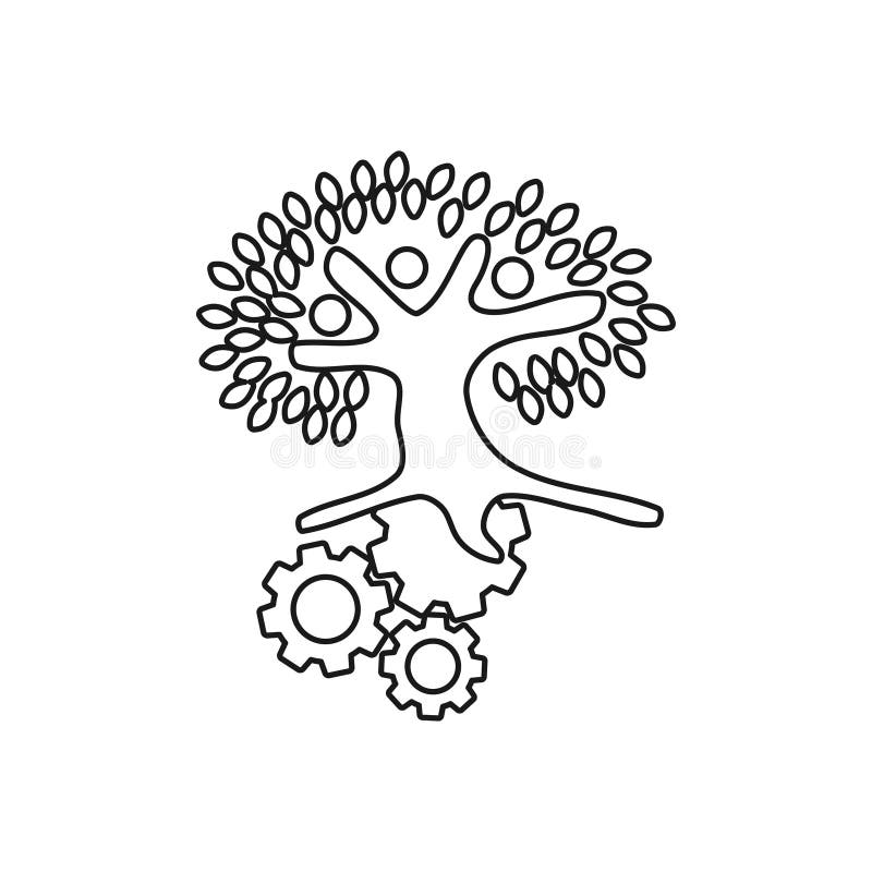 Tree Gears Commitment Teamwork Together Outline Logo Stock Vector - Illustration of handshake ...