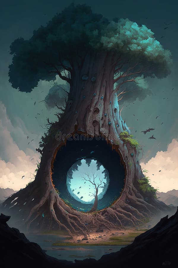 Tree with a Giant Hole in the Middle of it. Generative Ai Stock ...