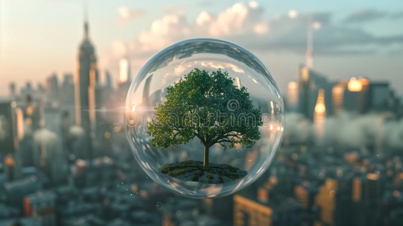 Tree in the Glass Globe with Concept Ecofriendly Enviroment Stock Image ...