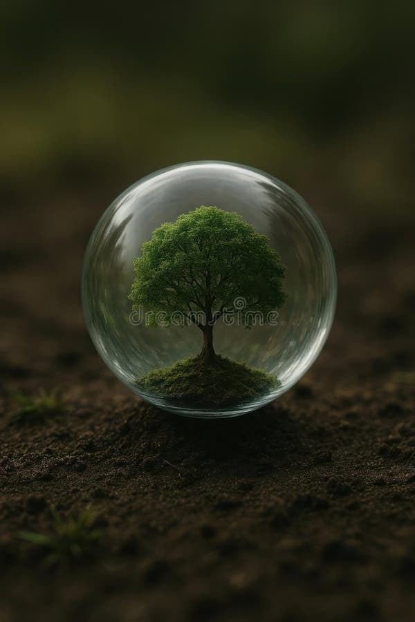 A Tree in a Glass Sphere, a Symbol of Nature Conservation. Stock Image ...