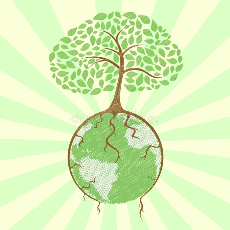 Green World Tree Vector Illustration Stock Vector - Illustration of ...