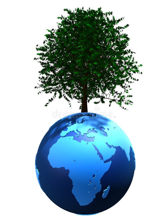 Tree On A Globe With An Arrow Illustration Stock Vector - Illustration ...