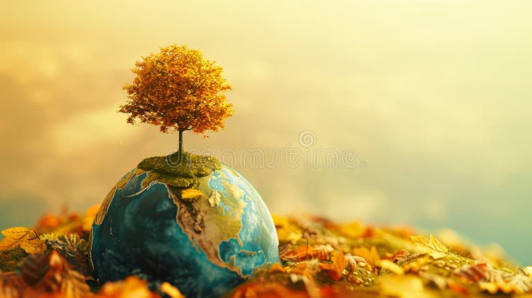 The Tree on Globe.AI Generated Image Stock Photo - Image of environment ...
