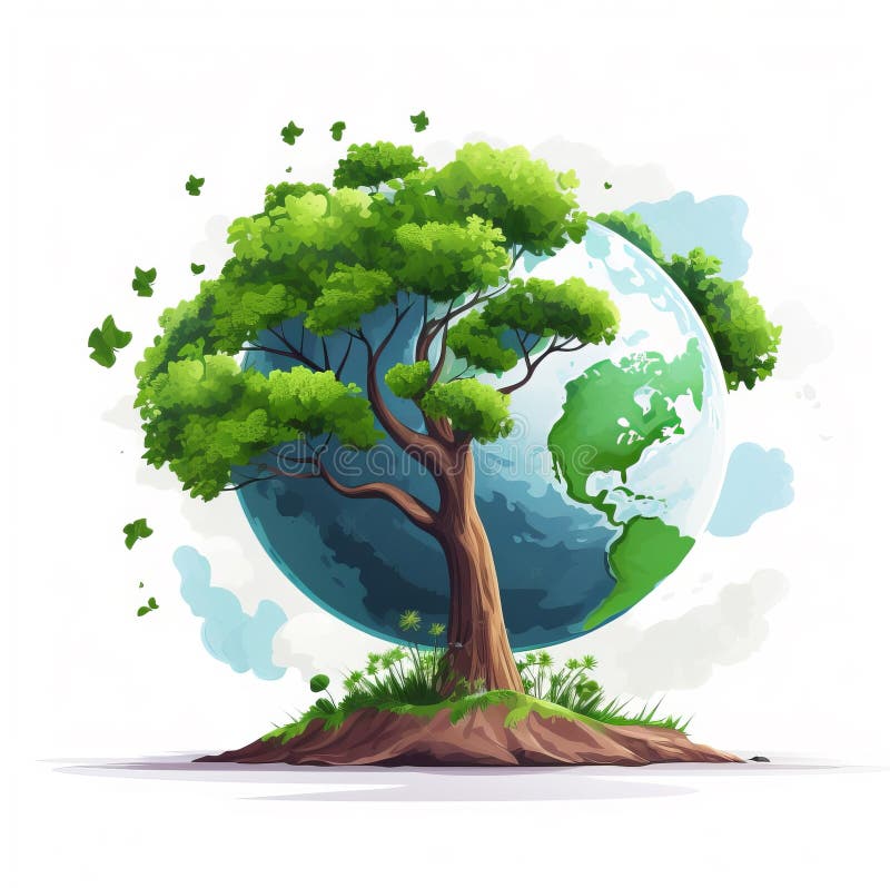 Tree and Globe. Concept Miniature Globe Showing the Environment with ...