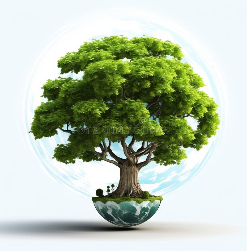 Tree and Globe. Concept Miniature Globe Showing the Environment with ...