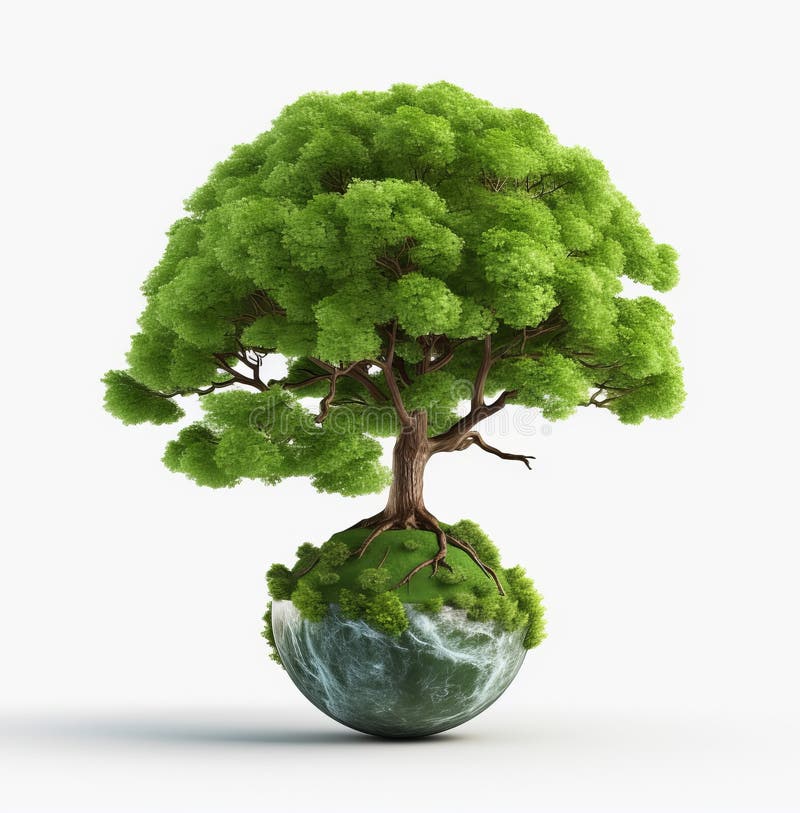Tree and Globe. Concept Miniature Globe Showing the Environment with ...