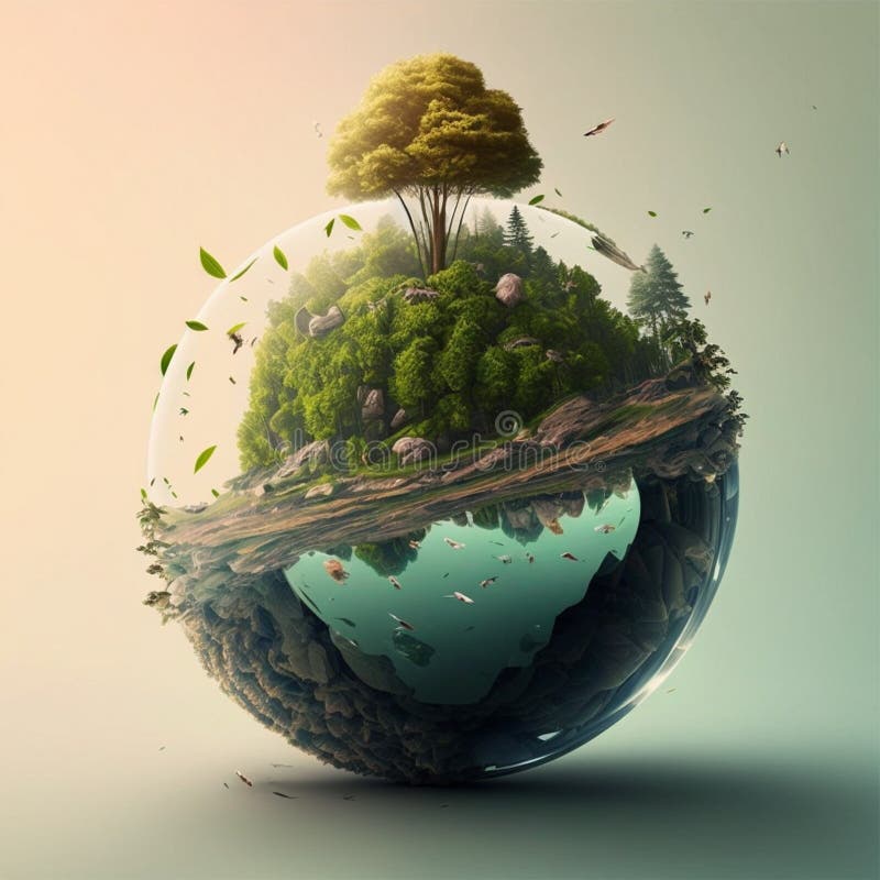 The Earth in the Nest the Earth in the Nest Tree on the Globe Stock ...