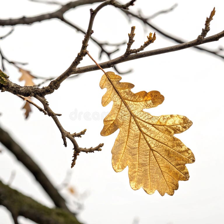 Tree with a Gold Leaf Isolated on White Background Stock Illustration ...