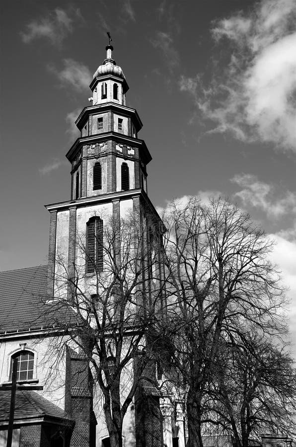 Tree and Gothic Church Tower Stock Photo - Image of tower, street: 36466030