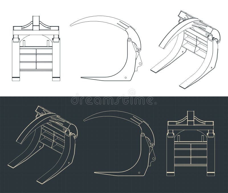 Tree grabber blueprints stock vector. Illustration of equipment - 261479019