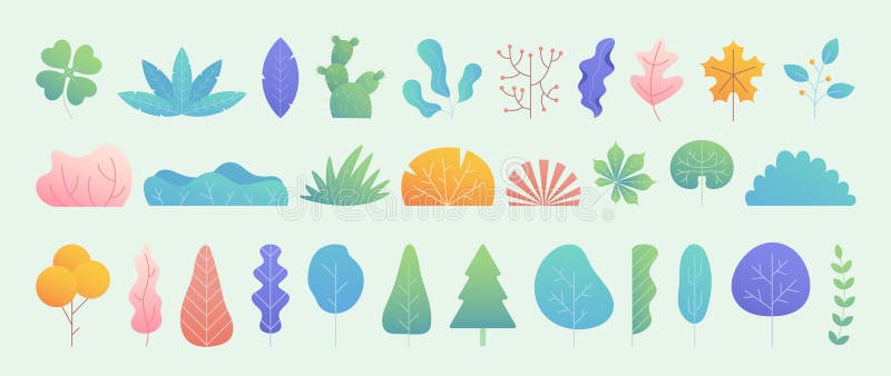 Tree Gradation. Leaf Nature, Different Leaves Simple Minimal Set for ...