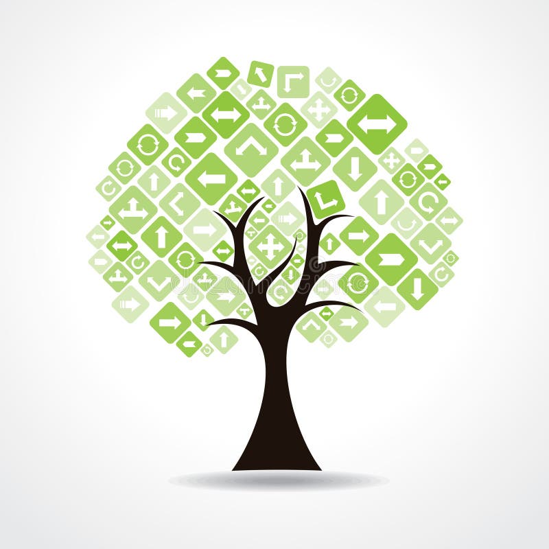 Tree with Green Arrow Icons Stock Vector - Illustration of digital ...