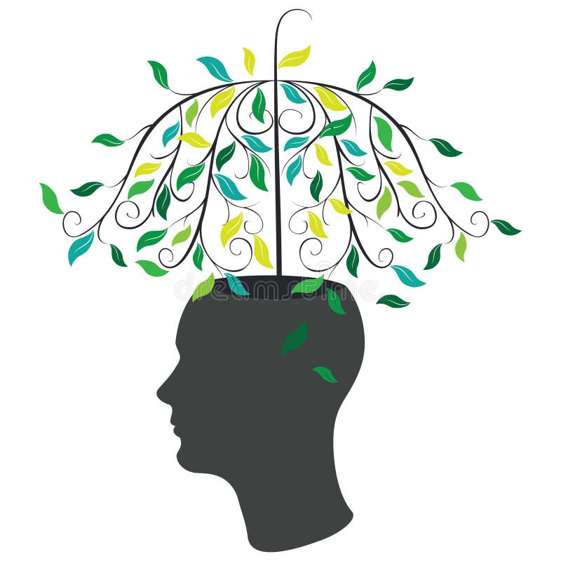 Tree with Green Leaves on Human Head Stock Vector - Illustration of ...