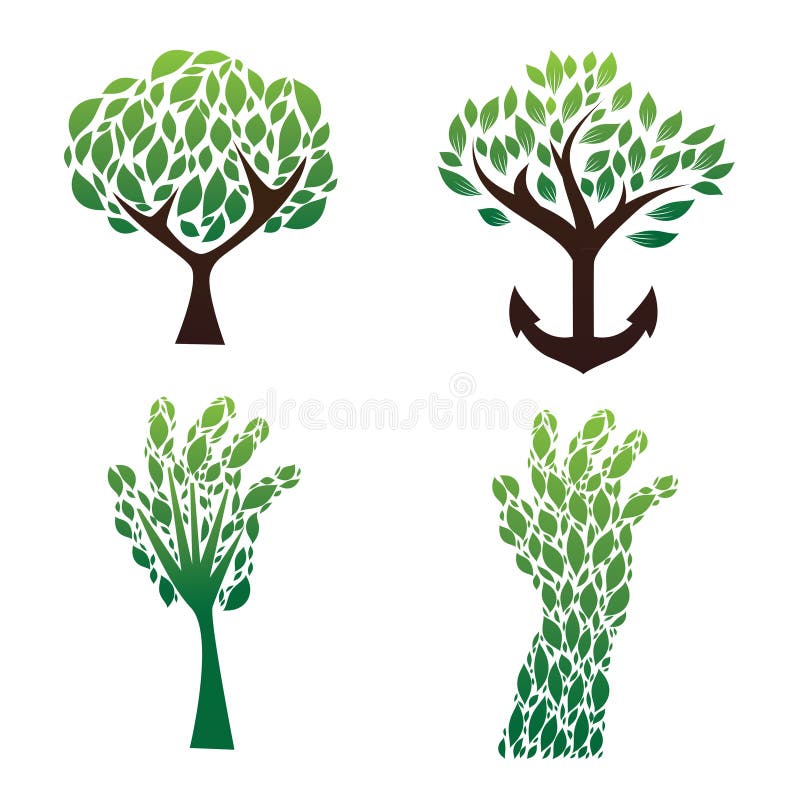 Tree green set vector stock vector. Illustration of tree - 30290660