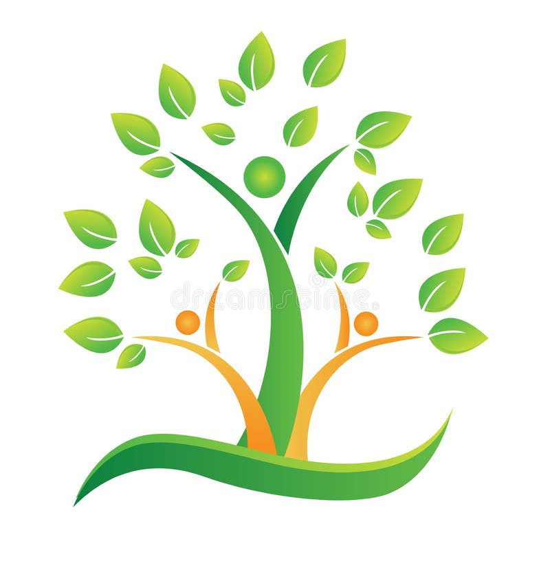 Tree Teamwork Leaf People Figures Icon Logo Stock Vector - Illustration of cooperation, couple ...