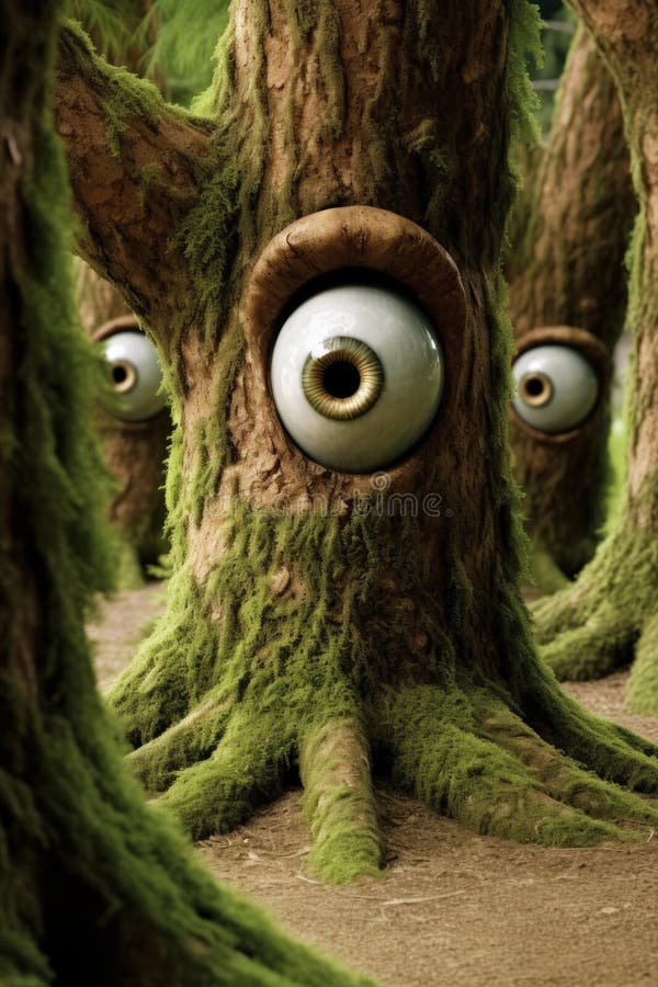 A Tree with a Group of Trees with a Group of Eyes Stock Illustration ...