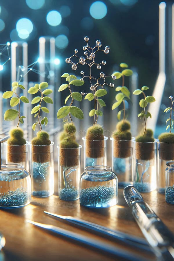 Tree Grow in Lab, Cellular Advance Technology. Stock Illustration ...