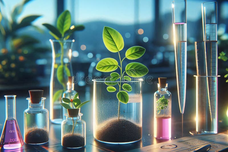 Tree Grow in Lab, Cellular Advance Technology. Stock Illustration ...
