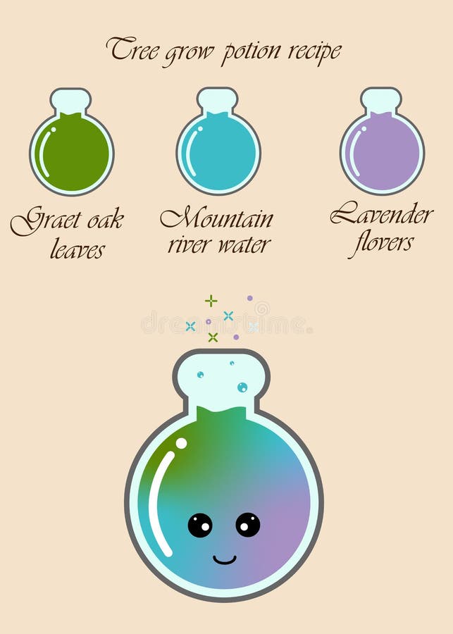 Tree Grow Potion Witchcraft Book Page Stock Vector - Illustration of ...