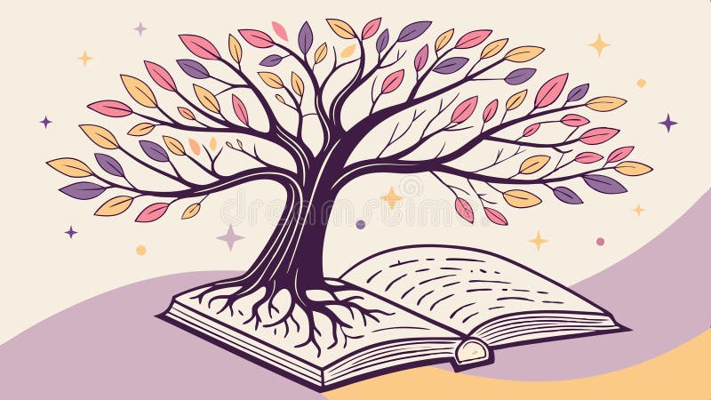 Tree Growing from Book, Knowledge and Learning Concept Vector Design ...