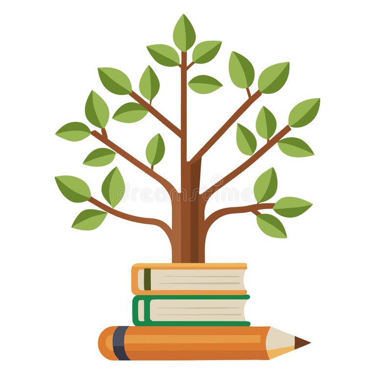 Tree Growing from Books on a Pencil, Representing Learning and Growth ...