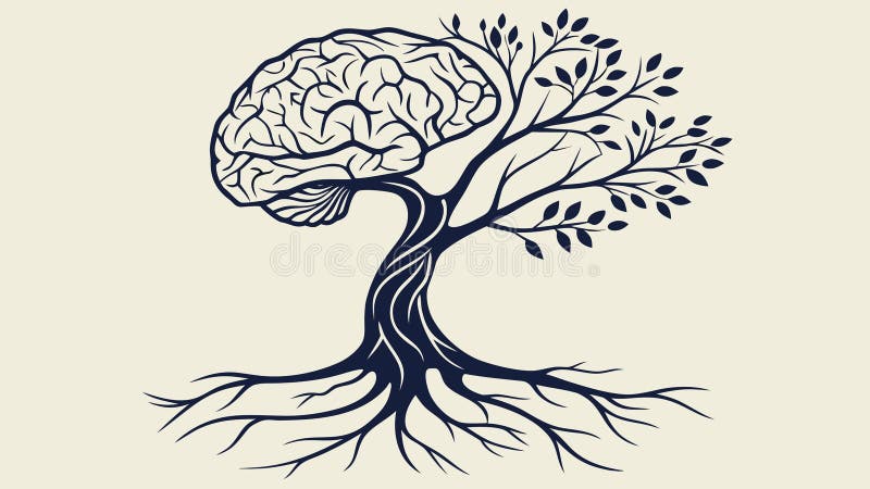 A Tree Growing from a Brain, a Growth Mindset Concept, Vector Design ...