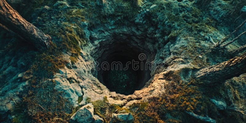 Tree growing from cave stock image. Image of tree, earth - 376904843