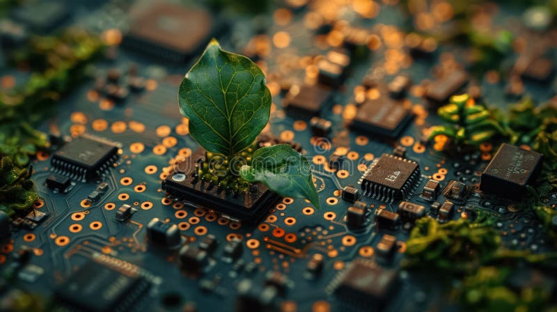 Tree Growing on Circuit Board Technology Innovations Stock Illustration ...