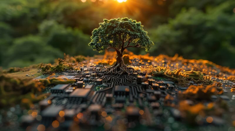 Tree Growing on Circuit Board Technology Innovations Stock Illustration ...