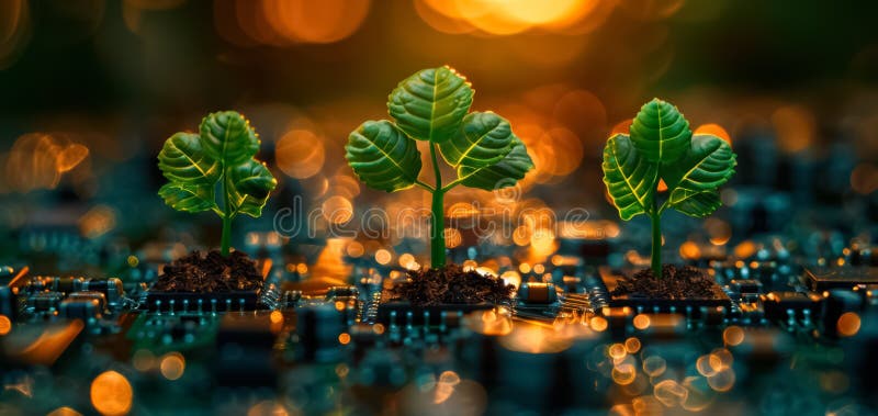 Tree Growing on Circuit Board Technology Innovations Stock Illustration ...