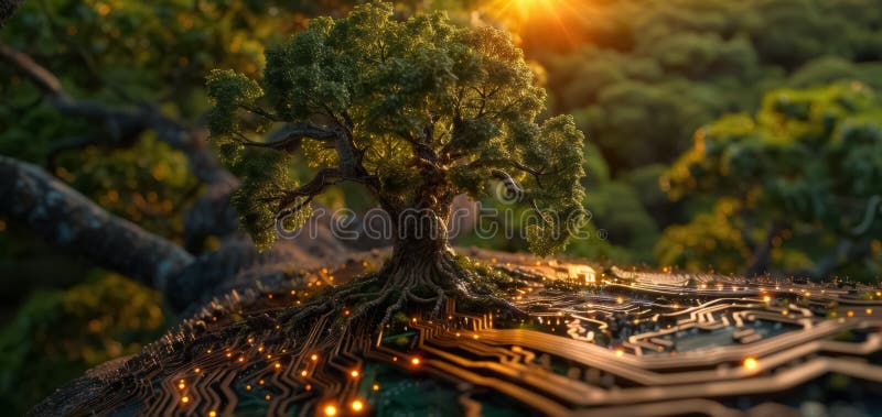 Tree Growing on Circuit Board Technology Innovations Stock Illustration ...