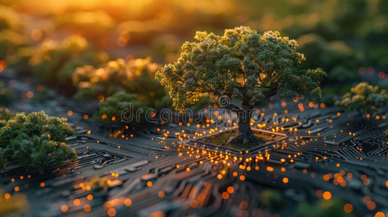 Tree Growing on Circuit Board Technology Innovations Stock Illustration ...