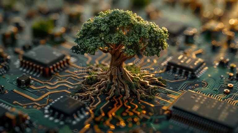 Tree Growing on Circuit Board Technology Innovations Stock Illustration ...