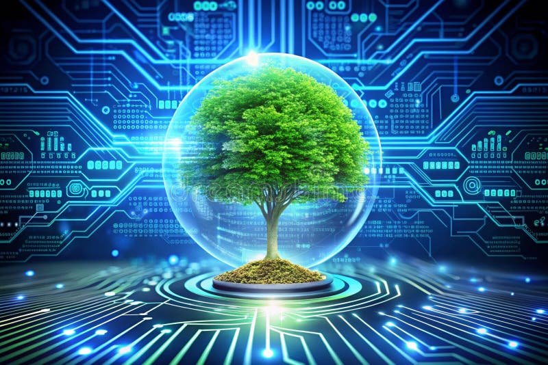 Tree Growing on Circuit Digital Ball. Digital and Technology ...