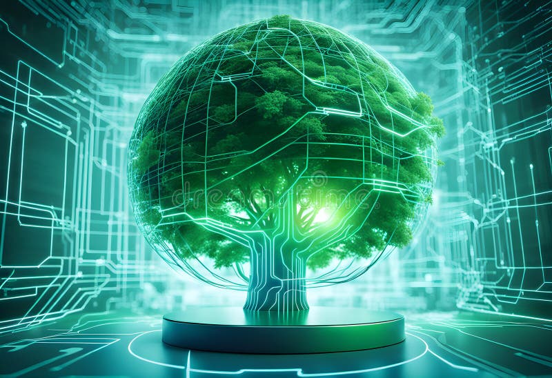 Tree Growing on Circuit Digital Ball. Digital and Technology ...