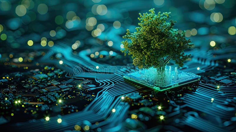 Tree Growing on Circuit Digital Board, Digital and Technology ...