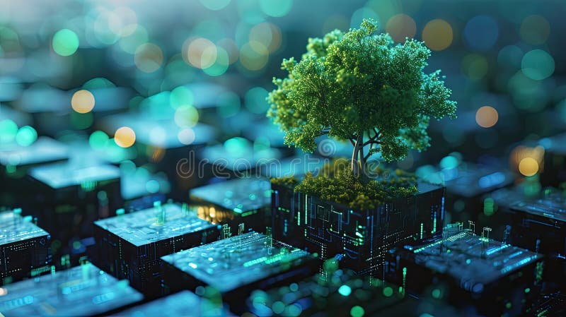 Tree Growing on Circuit Digital Board, Digital and Technology ...