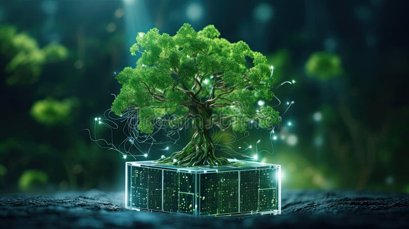 Tree Growing on Circuit Digital Board, Digital and Technology ...