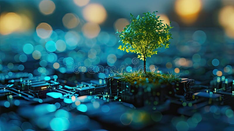 Tree Growing on Circuit Digital Board, Digital and Technology ...
