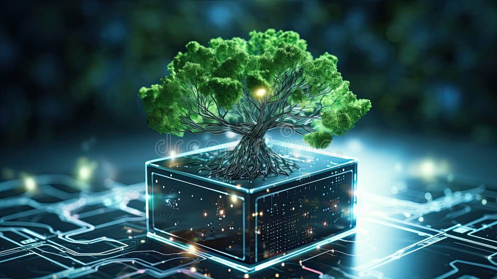 Tree Growing on Circuit Digital Board, Digital and Technology ...