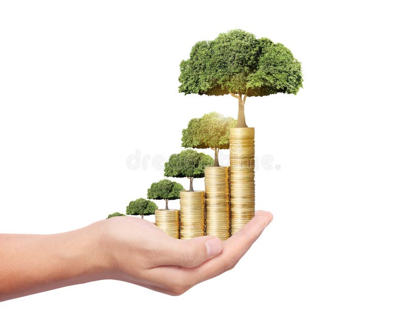 Tree growing from coins stock image. Image of metaphor - 43167835