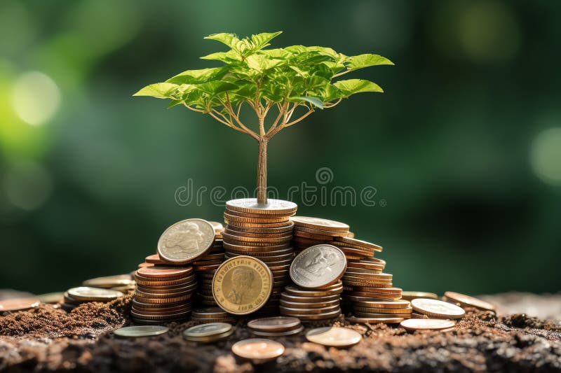 Tree Growing from Coins Tree and Coins Coins and Plant Stock ...