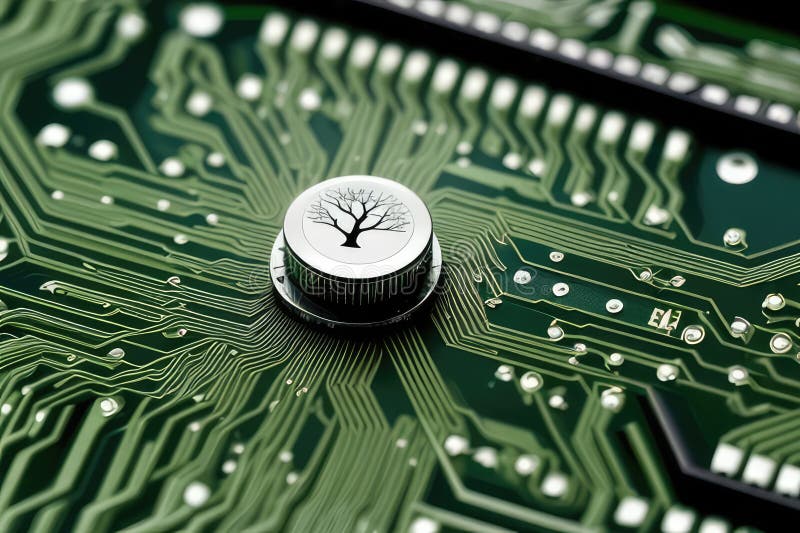 Tree Growing on the Converging Point of Computer Circuit Board Stock ...