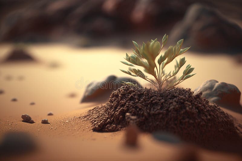 A Tree Growing on Dry, Cracked Ground. Climate Change. Global Problems ...