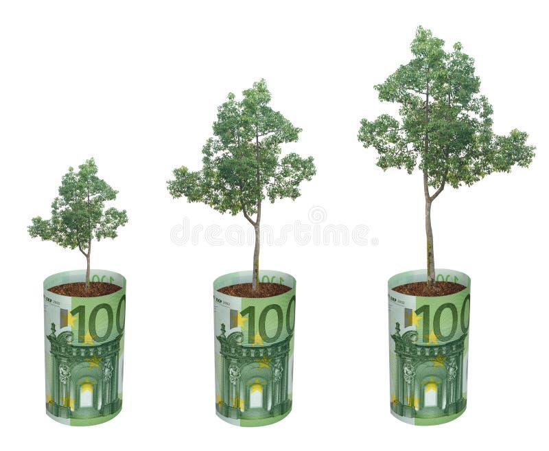 Tree Growing from Euro Banknotes Stock Image - Image of ecology, fiat ...