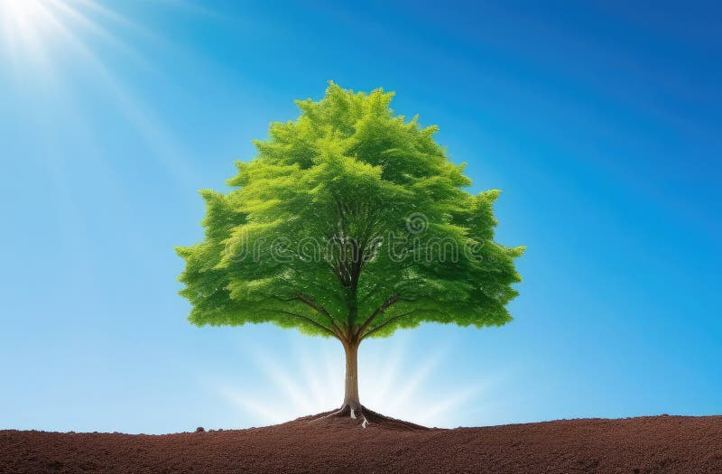 Tree Growing from the Ground, Sturdy Trunk on Blurred Background with ...
