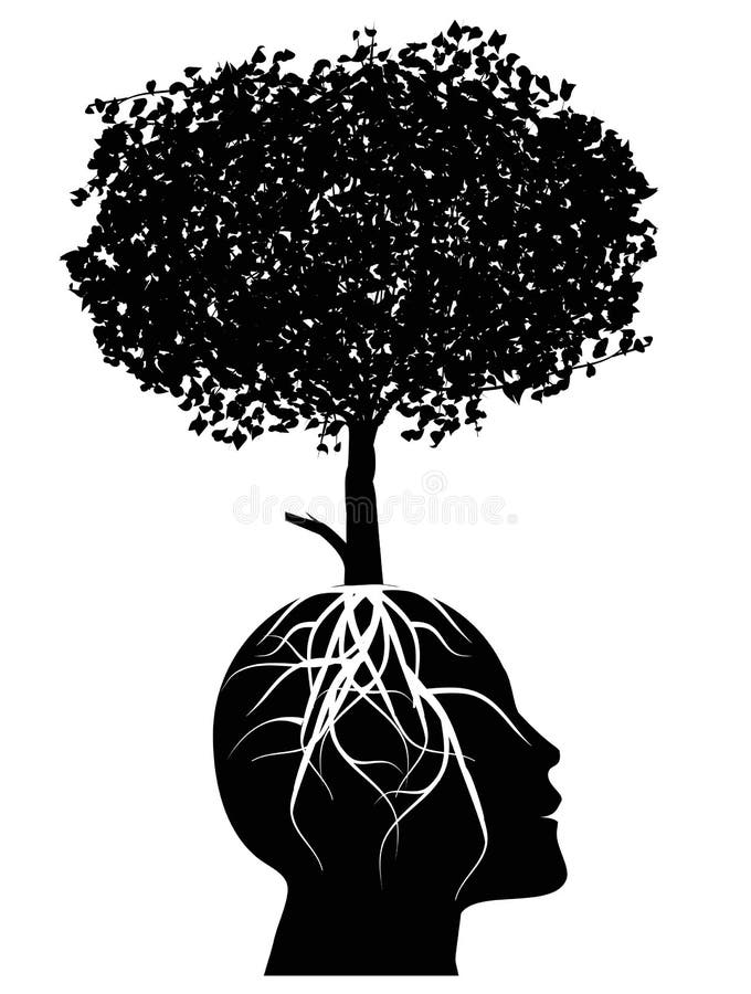 Tree growing from a head stock vector. Illustration of ideas - 40352342