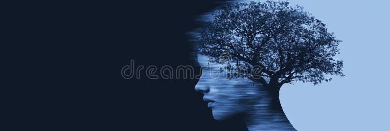 Tree Growing Inside a Human Head, Symbolizing Mental Growth and ...